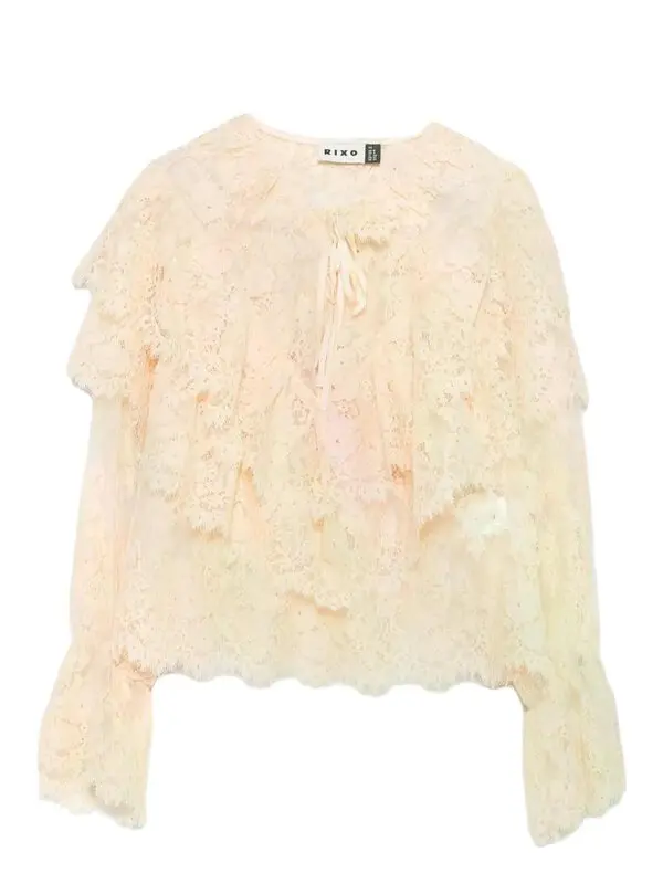 Rixo Ruffled Lace Blouse - Neutrals
