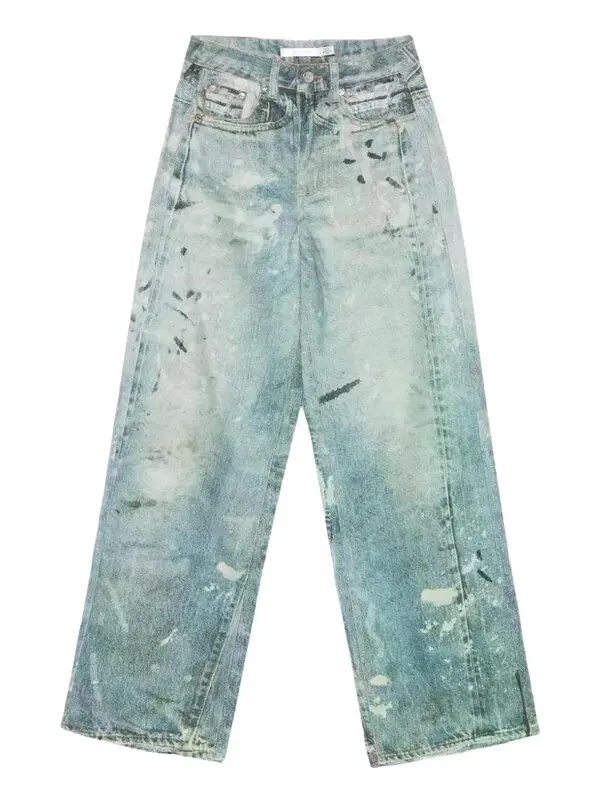 GESTUZ Printed Straight Leg Jeans - Blue