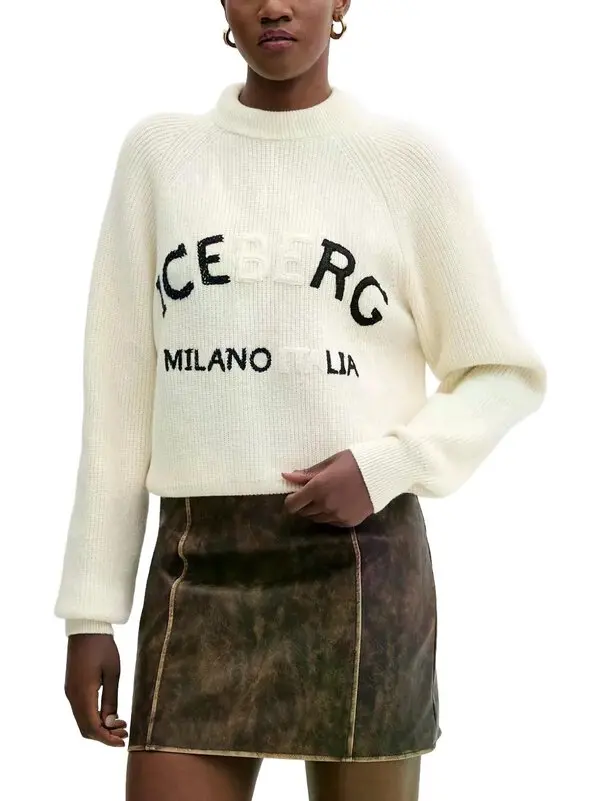 Iceberg Logo Knitted Sweater - Neutrals
