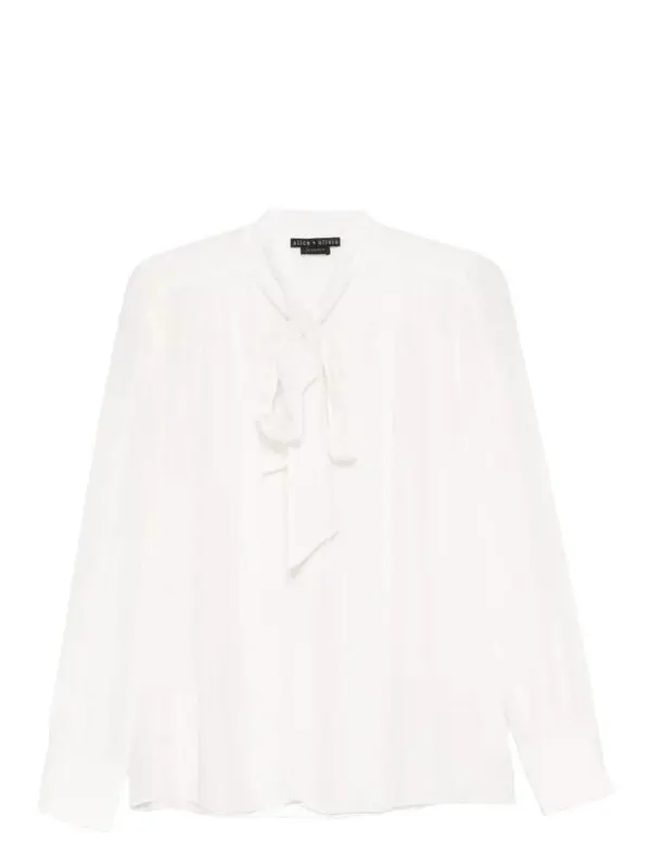 Alice + Olivia Thayer Tie Long-sleeve Blouse - White