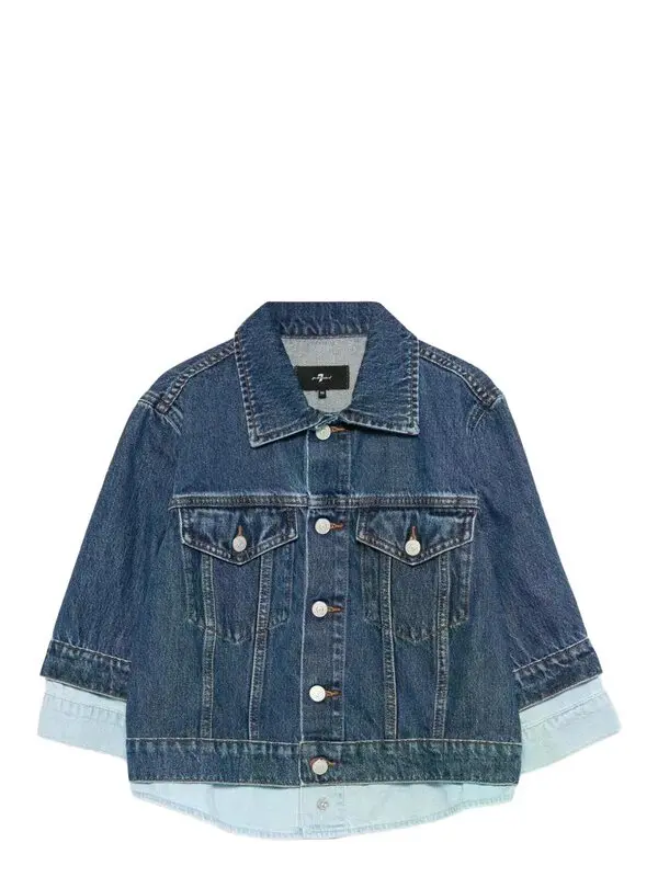 7 For All Mankind Trucker Button Layered Jacket - Blue
