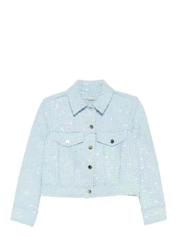 Alice + Olivia Sequin-detailed Cropped Tweed Jacket - Blue