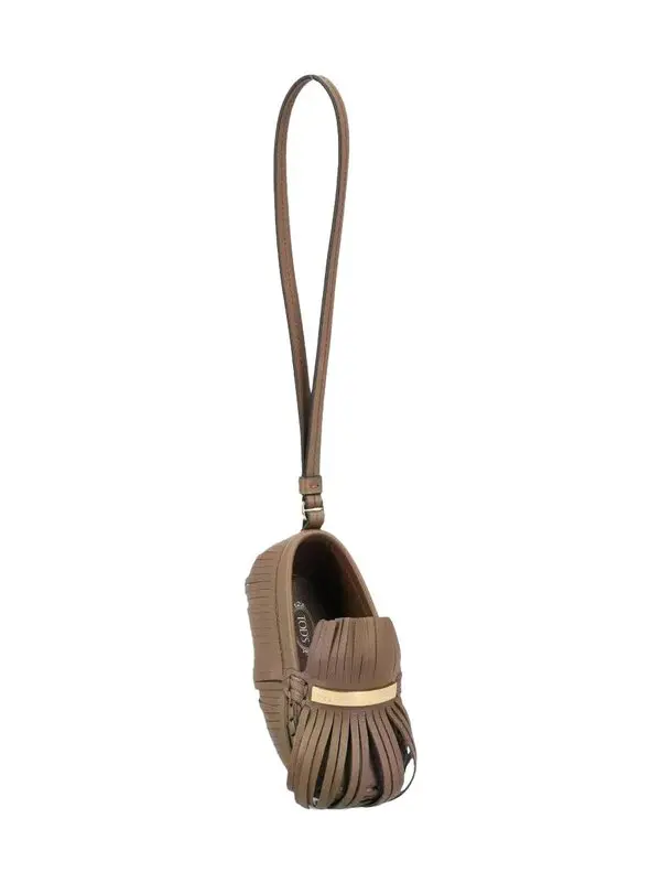 TOD'S Fringed Shoe Charm - Brown