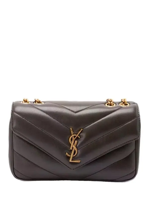 Saint Laurent Loulou Small Chevron Chain Shoulder Bag - Brown