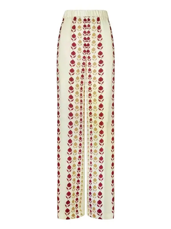 Tory Burch Printed Silk Trousers - Neutrals