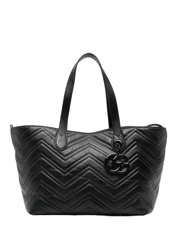 Gucci Chevron Quilted Charm Tote - Black