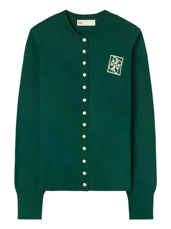 Tory Burch Button-detailed Wool Cardigan - Green