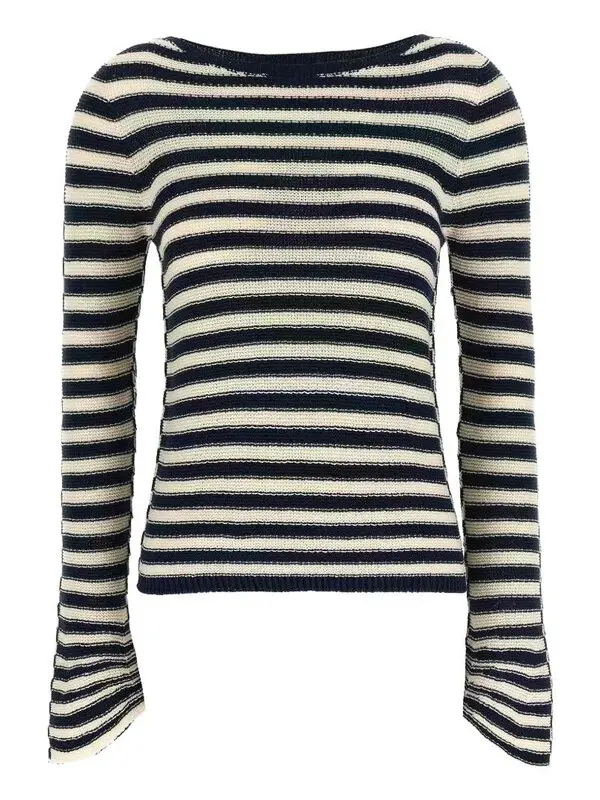 TWINSET Striped Long Sleeve Sweater - Blue