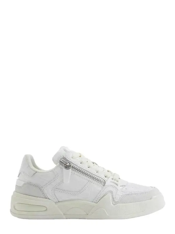 GIUSEPPE ZANOTTI Crocodile Print Sneakers With Side Zips - White