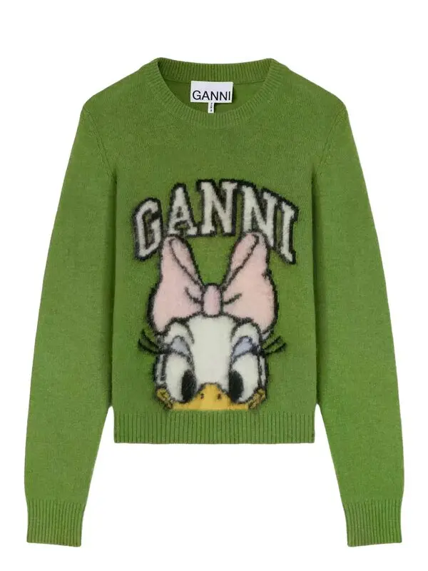 GANNI X Disney Daisy Duck Crew-neck Sweater - Green