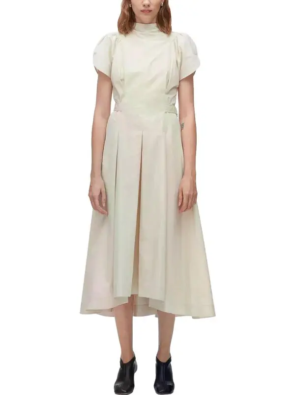 3.1 Phillip Lim Puff-sleeves Pleated Midi Dress - Neutrals