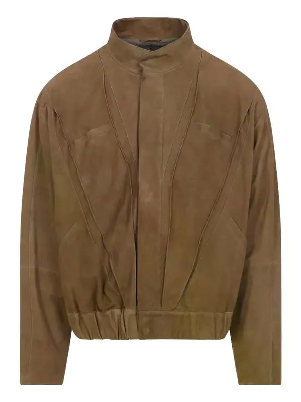 Giorgio Armani Leather Panelled Jacket - Brown