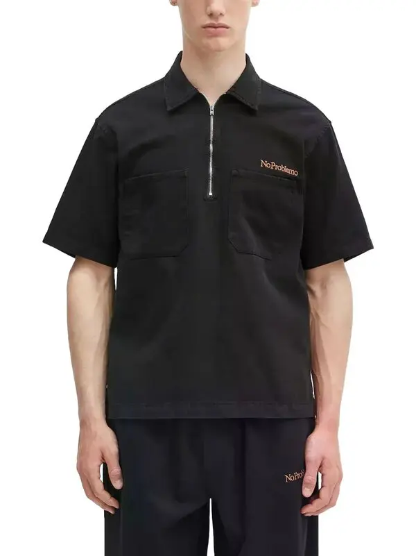 Aries Logo-embroidered Polo Shirt - Black