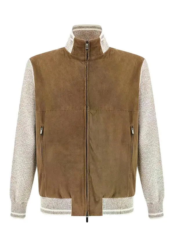 Paul & Shark Aqualeather-panel Bomber Jacket - Brown