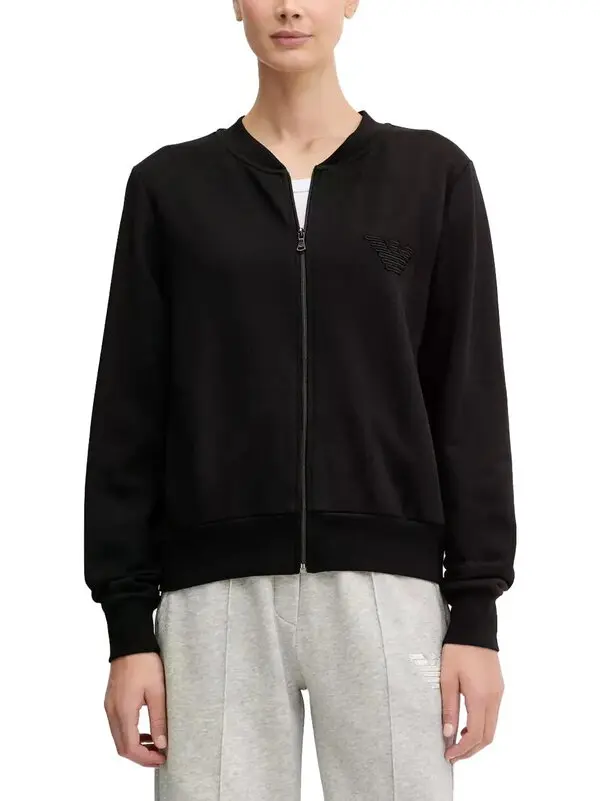 Emporio Armani Logo-embroidered Zip-up Sweatshirt - Black