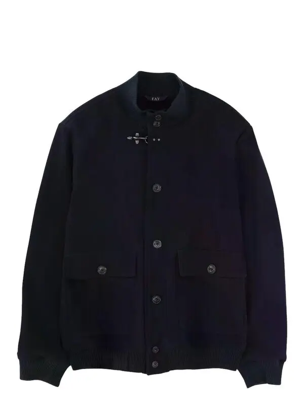 FAY Wool Jacket With Patch Pockets - Blue
