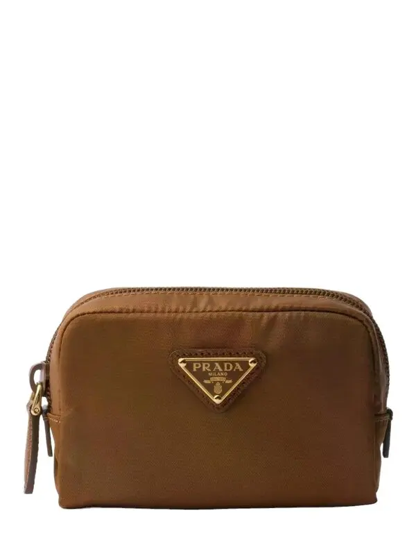 Prada Triangle-logo Micro Makeup Bag - Brown