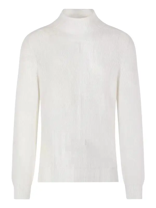 Brunello Cucinelli Rib Knit Mock Neck Sweater - White