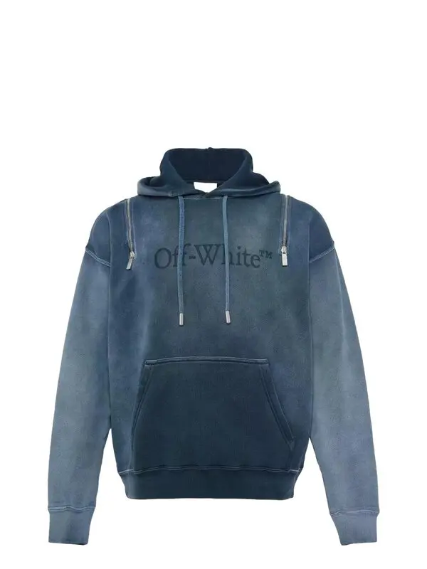 Off-White Cotton Hoodie - Blue