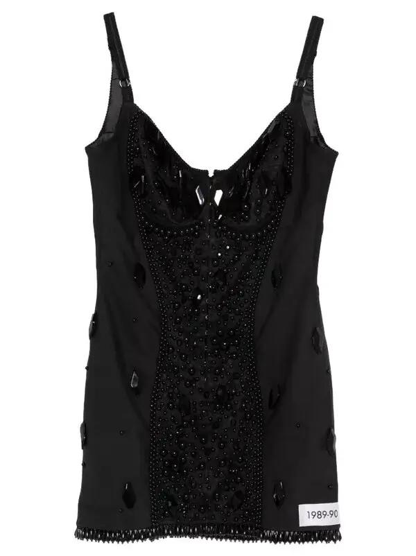 Dolce & Gabbana Sleeveless Embroidered Mini Dress - Black
