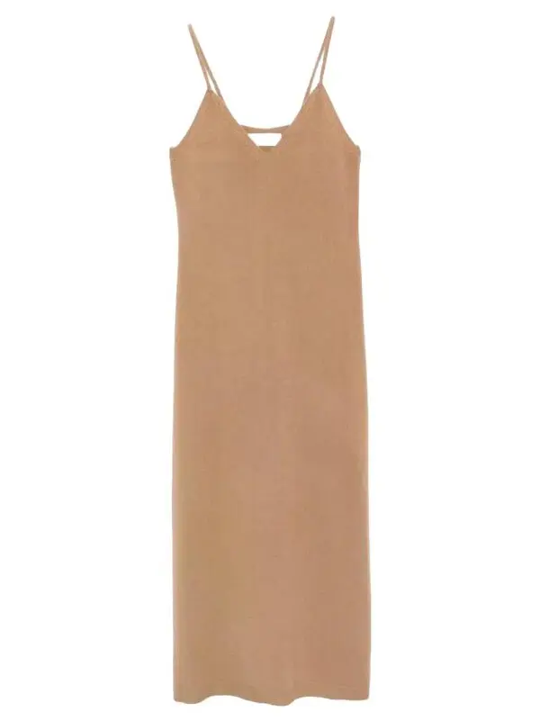 LISA YANG Marlie V-neck Midi Dress - Neutrals