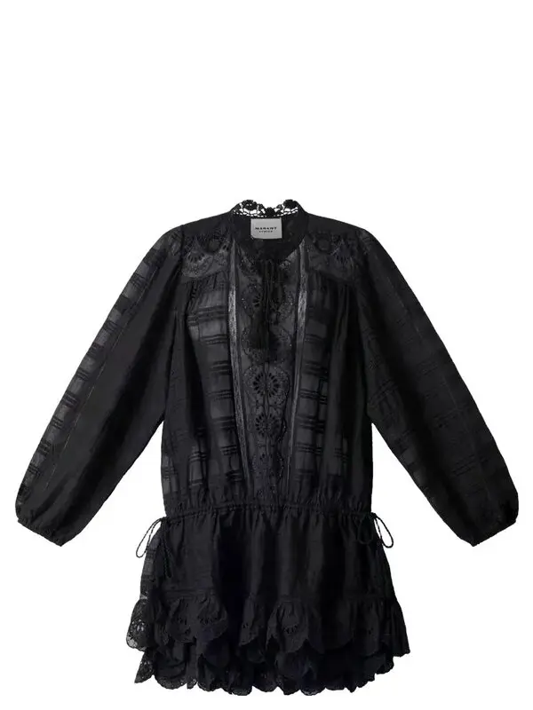 MARANT ETOILE Lace Ruffled Preya Dress - Black