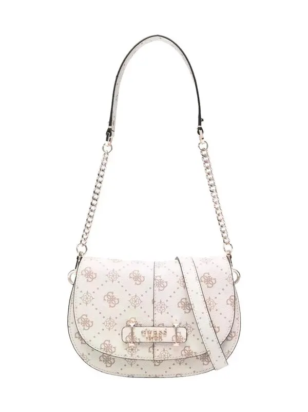 Guess Carrie Logo-plaque Chain Shoulder Bag - Neutrals