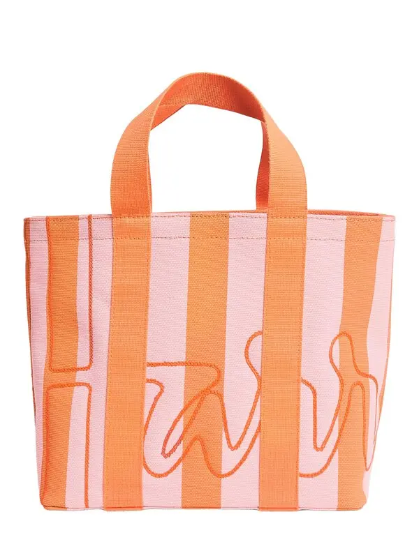 Harrods Mini Striped Cotton Logo Tote - Pink