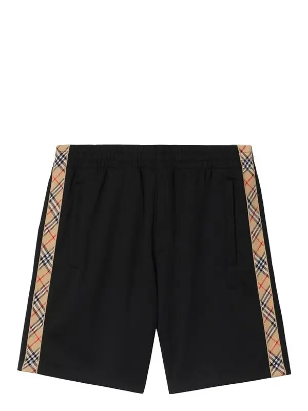 Burberry Check Trim Cotton-blend Jersey Shorts - Black