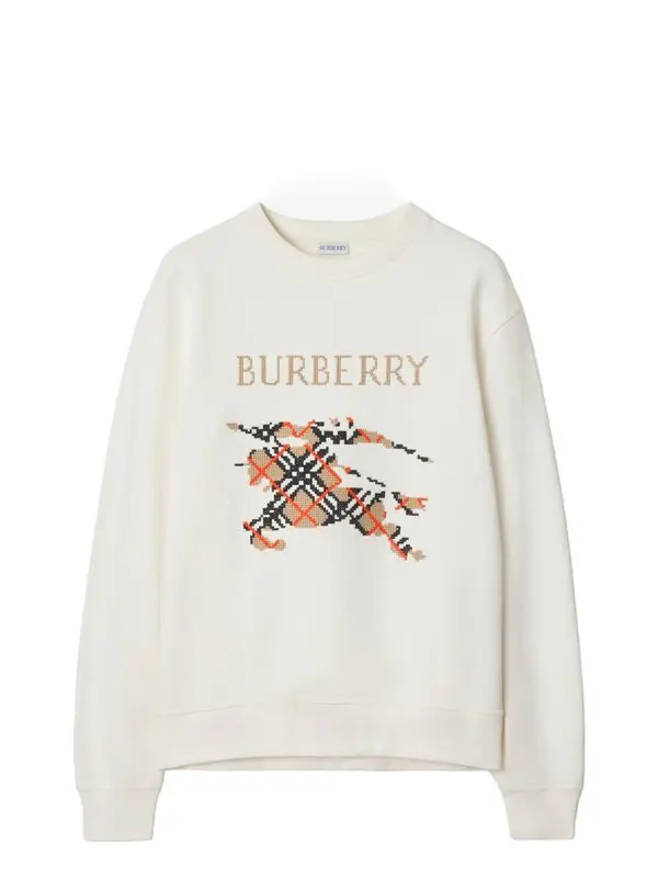 Burberry Cross Stitch Ekd​ Cotton Sweatshirt - Chalk White
