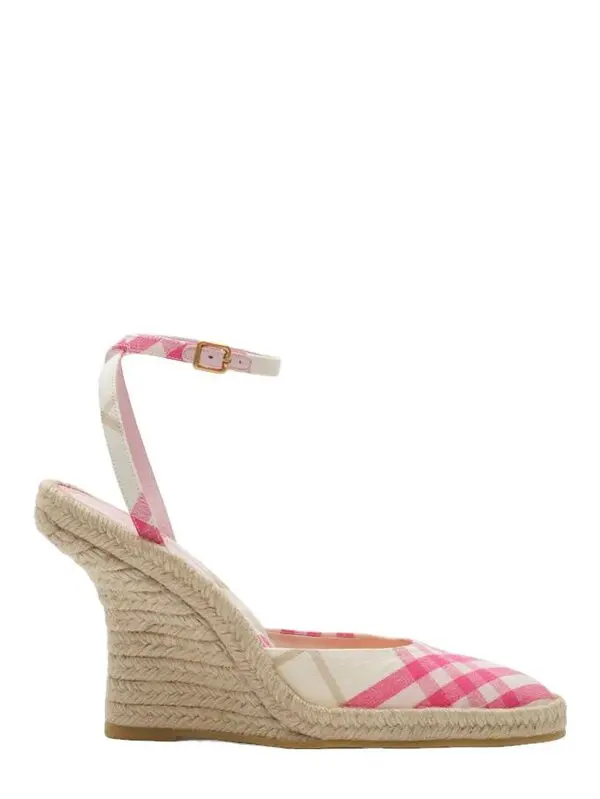Burberry Check Mews Espadrille Pumps - Aubergine Purple