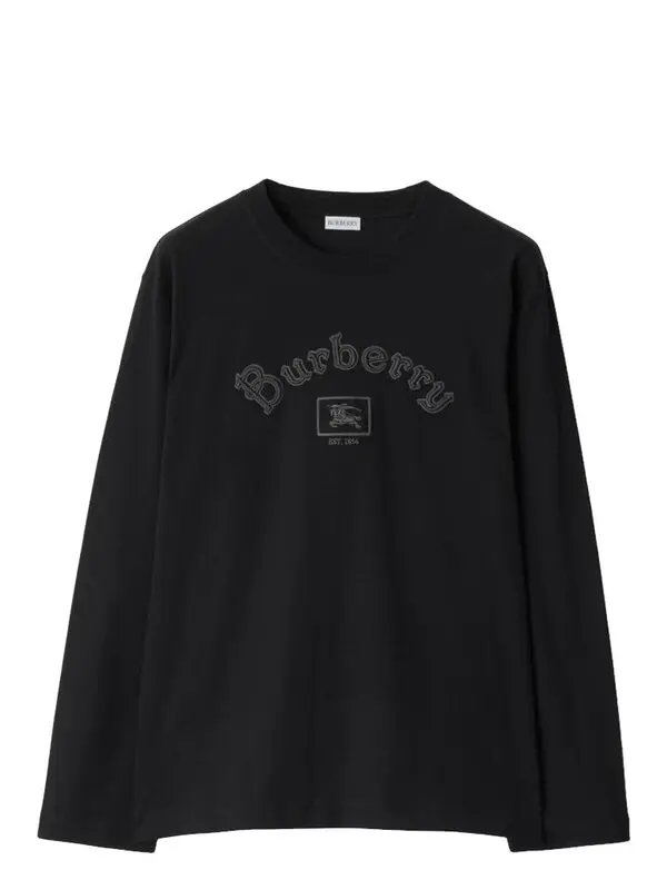 Burberry Long-sleeve Gothic Logo Cotton T-shirt - Black