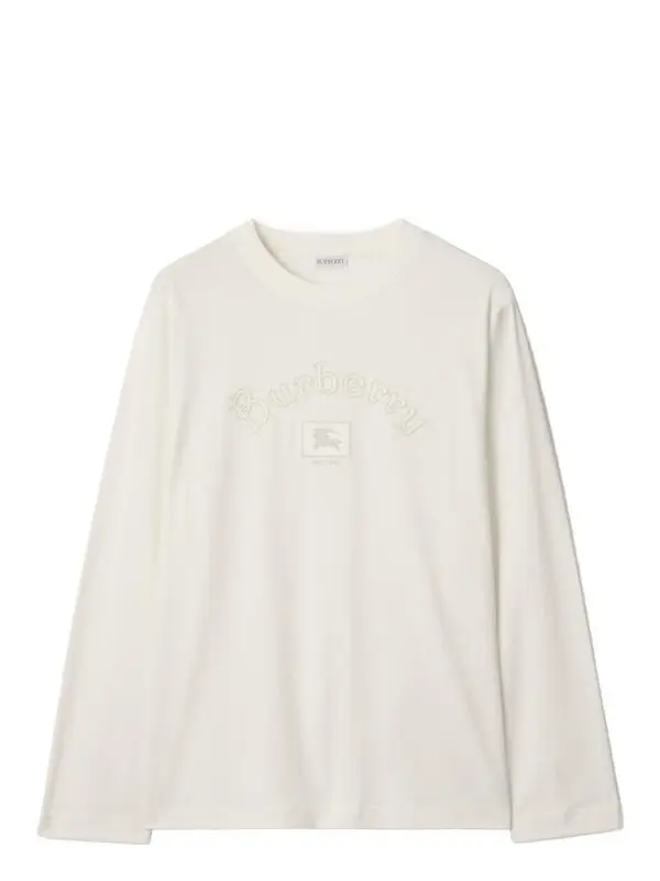 Burberry Long-sleeve Gothic Logo Cotton T-shirt - Chalk White