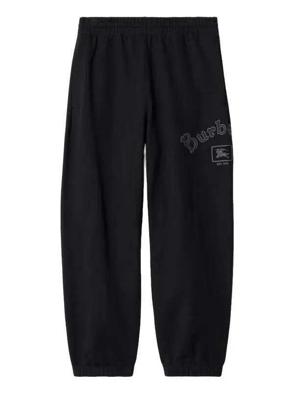 Burberry Gothic Logo Cotton Jogging Pants - Black
