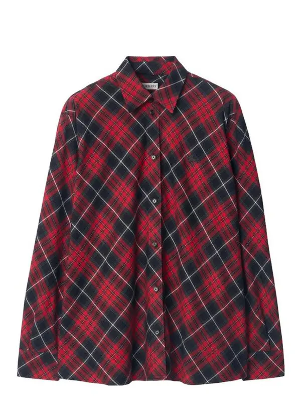 Burberry Relaxed Fit Check Cotton Flannel Shirt - Poppy Red