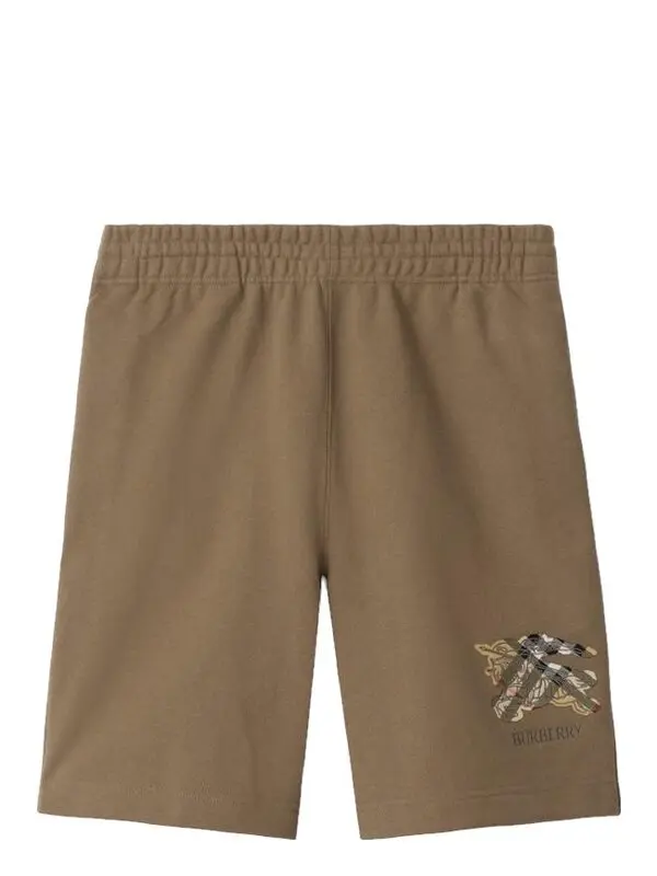 Burberry Equestrian Knight Check Cotton Shorts - Clay Brown