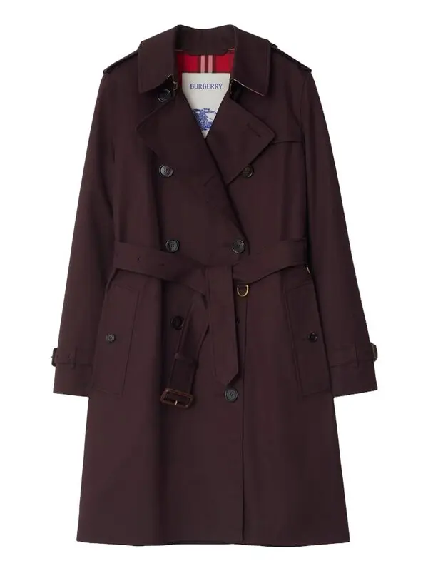 Burberry Mid-length Gabardine Kensington Trench Coat - Wine Red