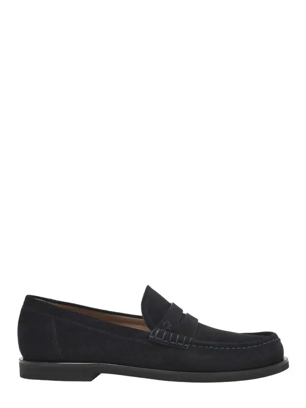 GIANVITO ROSSI Round Toe Flat Loafer - Blue - Suede