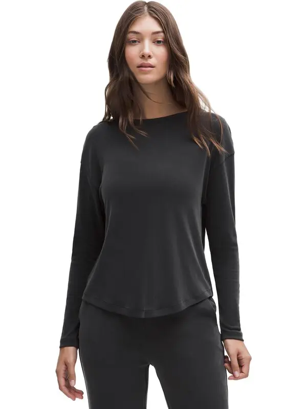 Lululemon Drapey Softstreme Boatneck Long-sleeve Shirt - Black