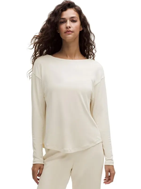 Lululemon Drapey Softstreme Boatneck Long-sleeve Shirt - Light Ivory