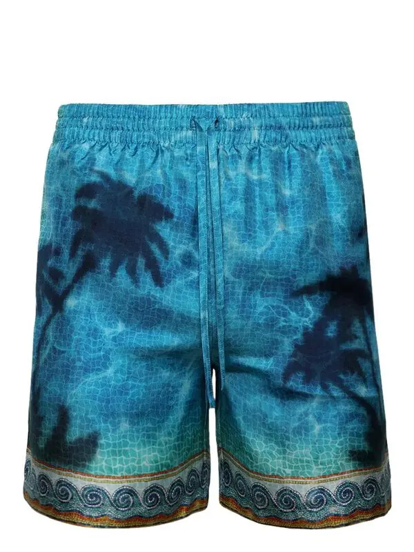 Casablanca Caustics Emblem Shorts - Turquoise
