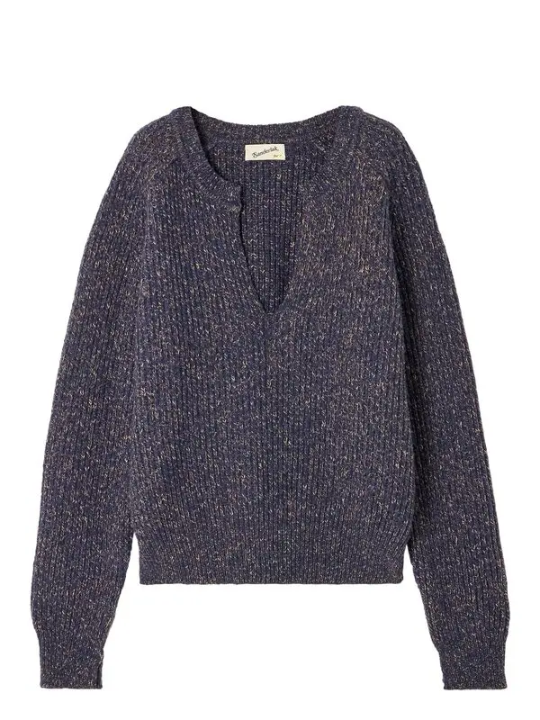 SANDERLAK Ribbed Wool-blend Sweater - Blue