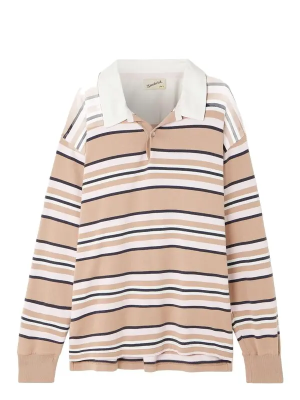 SANDERLAK Striped Cotton-jersey Polo Shirt - Multi