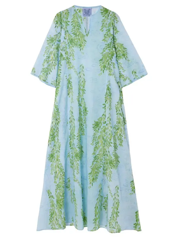 Thierry Colson Rachel Printed Cotton-voile Kaftan - Blue