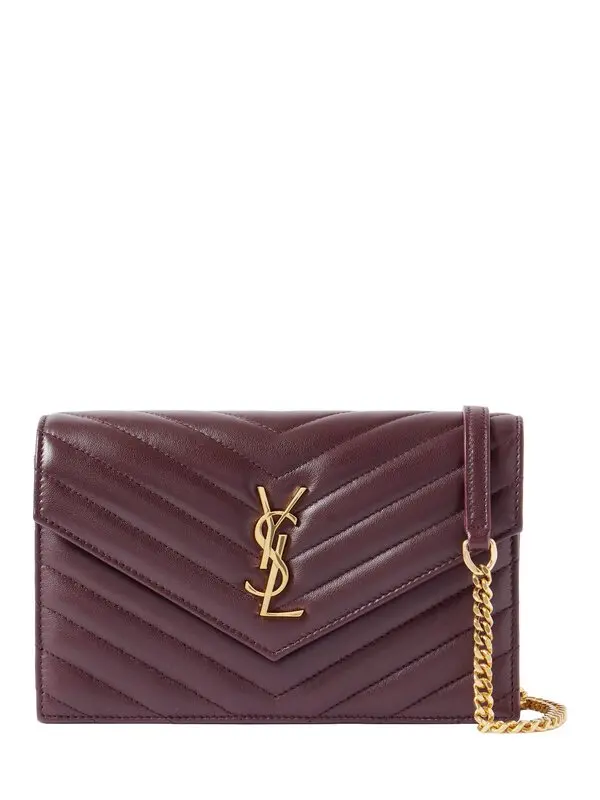 Saint Laurent Cassandre Matelassé Leather Shoulder Bag - Burgundy