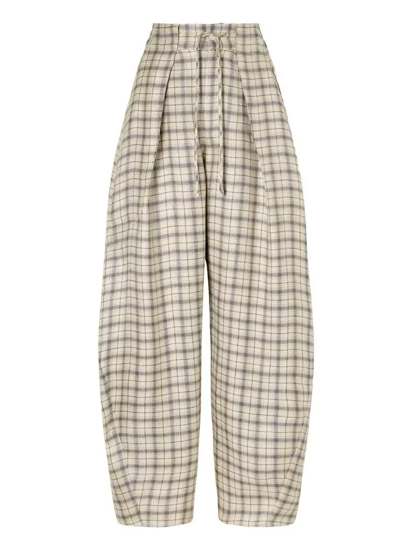KALLMEYER Clemence Checked Linen-blend Pants - Gray