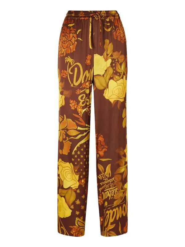DONDE ESTEBAN Veranera Printed Wide-leg Pants - Brown