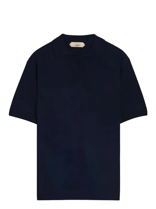 AURELIEN Fine-knit Polo Shirt - Blue