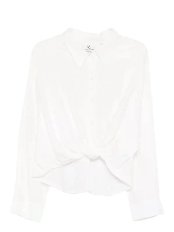 Denimist Knot-front Long-sleeve Shirt - White