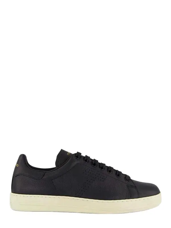 TOM FORD Perforated Leather Lace-up Sneakers - Black